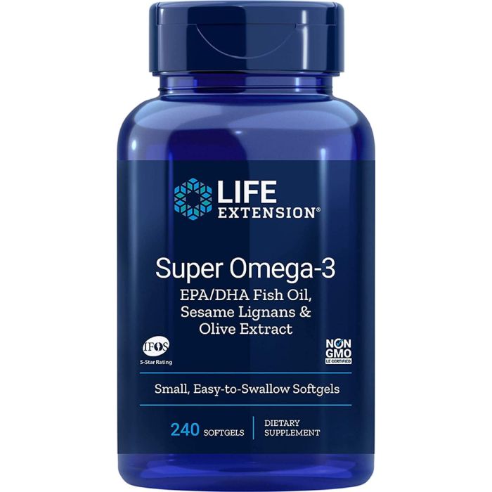 Life Extension Super Omega 3 EPA/DHA 240 Easy to Swallow Softgels ...