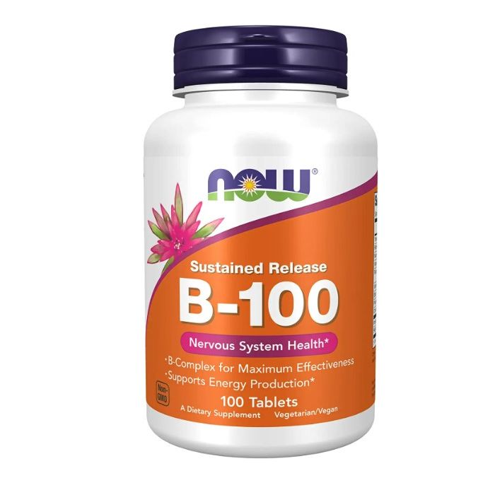 NOW Sustained Release B100 Energy Production Support 100 Tablets ...