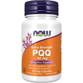 NOW Extra Strength PQQ 40mg 50 Veggie Caps Cognitive Support ...